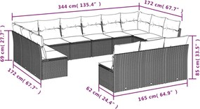 13dílná zahradní sedací souprava s poduškami hnědá polyratan 3250232