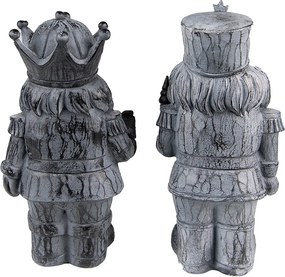 2ks šedá antik dekorace Louskáček - 11*8*21 cm