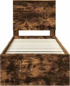 Rám postele s čelo Kouřový dub 75 x 190 cm Masivní borové dřevo 3411077