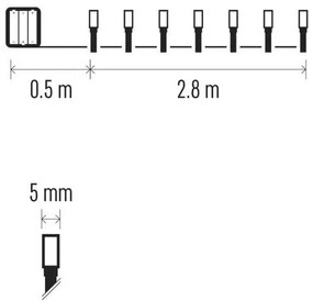 Vánoční řetěz LED 2,8 m, teplá bílá