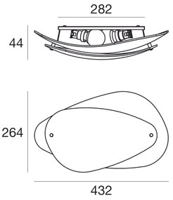 Linea Light 90315 Moledro_W, nástěnné svítidlo ze dvou plátů bílého skla, 2x46W E27, 43x26cm