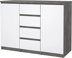 FALCO Komoda Simplicity 236 beton/bílý lesk