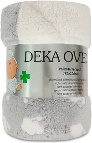 Beránková deka OVEČKA s ovečkami šedo-krémová 150 x 200 cm
