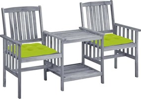 vidaXL Zahradní židle s čajovým stolkem a poduškami masivní akácie [3061318] Barva: Jasně zelená
