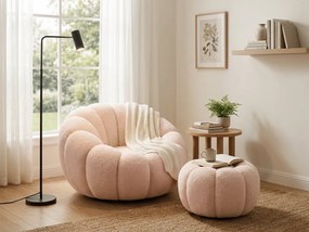 Designové křeslo BLOOM s taburetem, světle růžová