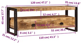 vidaXL Marketos TV stolek 120 x 35 x 45 cm masivní mangovníkové dřevo