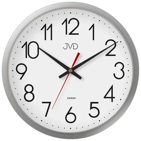 JVD Stříbrné nástěnné netikající kulaté hodiny JVD HP614.2