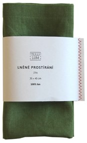 Tululum Lněné olivově zelené prostírání, sada 2 ks