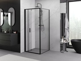 Mexen Exo, skládací sprchová kabina, dveře 110 cm + boční stěna 110 cm, transparentní sklo, černá, 816-110-110-70-00