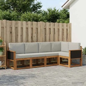Venkovní pohovková souprava 5 ks Přírodní a světle šedá 3385202