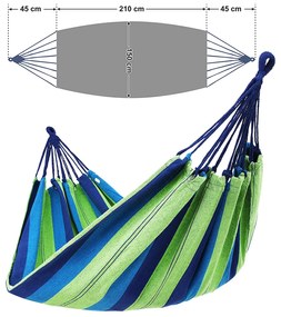 Houpací síť SARA 210x150 cm zelená/modrá