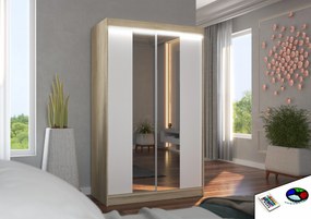 ADRK Furniture Posuvná skříň se zrcadlem a LED osvětlením MARVIN 120 ADRK-SW-MAR-SW-120+L
