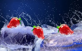 Vícedílný obraz Jahody Na Ledu Nedostatek Nedostatek Přírodní plátno 240x150