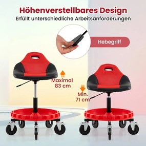 Costway Pojízdná stolička do dílny Mechanická stolička na kolečkách s nastavením