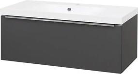 Mereo Mereo, Mailo, koupelnová skříňka s umyvadlem z litého mramoru 101 cm, bílá, dub, antracit, CN537M