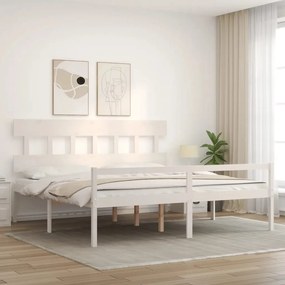 Postel s čelem pro seniory bílý 200x200 cm masivní dřevo 3195437