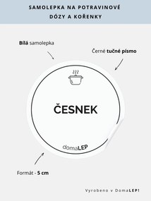 Samolepka na kořenky ČESNEK  bílá 5 cm tučné písmo