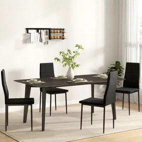 HOMCOM Sada 4 jídelních židlí, design bez opěrek, čalounění látkou, kovové nohy, černá