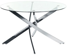 Kulatý jídelní stůl se skleněnou deskou ⌀ 120 cm stříbrný MARAMO Beliani