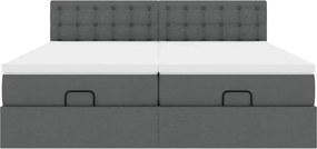 Osmanský rám postele s matrací tmavě šedý 200x200cm textil 3312044