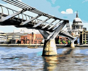 Malování podle čísel millennium bridge v londýně, 80x100 cm, bez rámu a bez vypnutí plátna