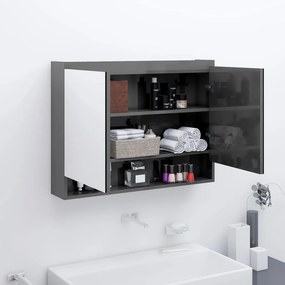 Koupelnová skříňka se zrcadlem 80 x 15 x 60 cm MDF zářivě šedá 331533