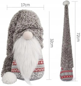 Tutumi, vánoční trpaslík 72cm YX044, šedá, CHR-09636
