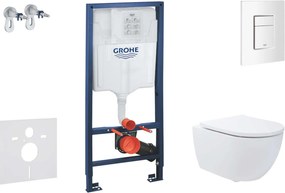 SANITINO - Set předstěnové instalace, klozetu Oudee a sedátka softclose, tlačítko Skate Cosmopolitan, alpská bílá SANI11BA3117