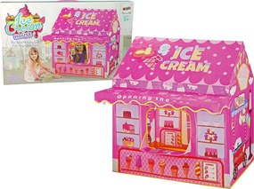 LEAN Toys Dětský stan princeznovská zmrzlinárna růžový se světýlky