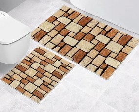 Bellatex 3D tisk  sada - BEZ VÝKROJE Béžová,Hnědá 60x100 cm 60x50 cm (SADA)