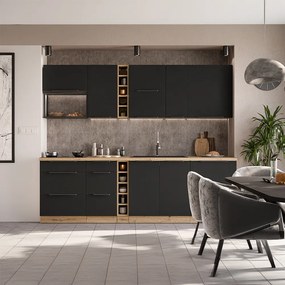 ARIA ac | horní kuchyňská skříňka 60x60 GN-90 1F (45°) rohová s policemi | 60x60 cm | VYSOKÁ | artisan/černá