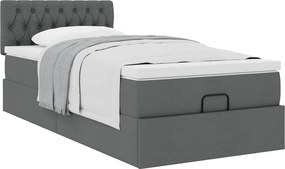 Osmanský rám postele s matrací tmavě šedá 100x200cm textil 3311519