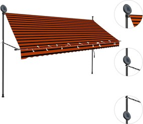 Ručně zatahovací markýza s LED světlem 300 cm oranžovo-hnědá 145880