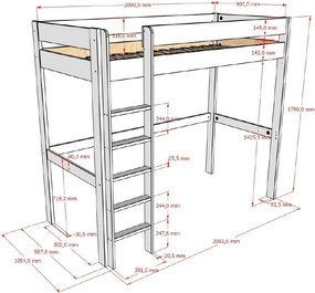 Bílá vyvýšená dětská postel s roštem 90x200 cm Primo – Vipack