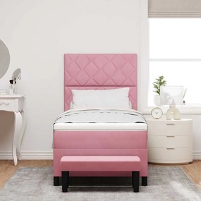Postel s boxspringem s čelo Růžová 190 x 90 cm samet 3344551
