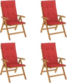 Skládací polohovací křesla s polštáři 4 ks, masivní teak 3196469
