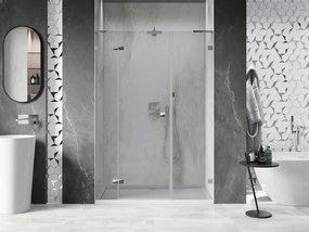Mexen Lunar L, Otočné levé sprchové dveře 125 cm, čiré sklo, chromový profil, 834SL-125-050-01-00-L