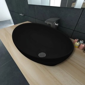 Luxusní keramické oválné umyvadlo - 40 x 33 cm - černé,  140675