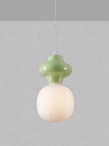 Bílé/světle zelené keramické závěsné svítidlo se skleněným stínidlem ø 18 cm Clio – Nova Luce