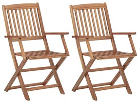 Skládací zahradní židle s poduškami 2 ks masivní akáciové dřevo,  3064607
