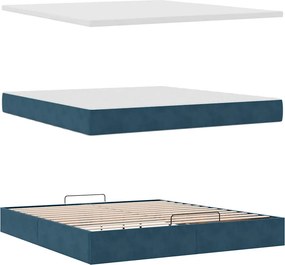 Osmanský rám postele s matrací tmavě modrá 160x200cm samet 3311787