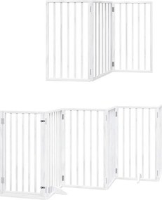 Zábrana pro psy s dvířky skládací 15 panelů bílá 750 cm topol 3155540