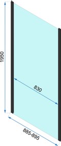 Rea Rapid Slide Wall, 3-stěnný sprchový kout s posuvnými dveřmi 150 (dveře) x 100 (stěna) x 195 cm, 6mm čiré sklo, černý profil, KPL-09891