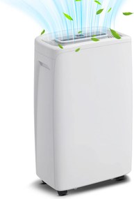 HOMCOM Elektrický odvlhčovač 12L/den, nádrž na vodu 1,5L, tichý odvlhčovač se 4 režimy, 2 rychlostmi, kolečky, LED displejem a časovačem pro 10-25 m²,