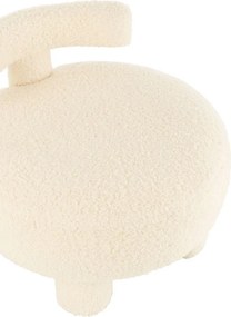 Bílá kulatá stolička s opěrkou Teddy Bouclé White - Ø 52*49 cm