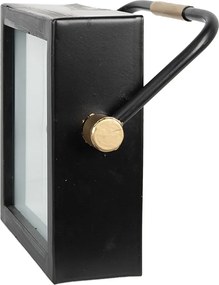Designové černé hranaté stolní hodiny s kovovým madlem - 19*5*19 cm / 1*AA