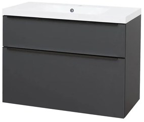 Mereo Mailo, koupelnová skříňka s umyvadlem z litého mramoru 101 cm, antracit, černé madlo CN532MB