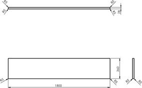 Sapho WOODY deska 1800 x 28 x 360 mm masiv přírodní dub WD186-70