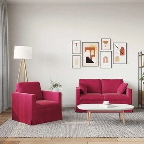 Set pohovek 2 ks Víno Červené samet 3407512