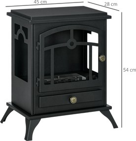 HOMCOM Volně stojící biokrb s hořákem z nerezové oceli o objemu 1,2 l, 3 hodiny doby hoření pro prostory 20-25 m², rozměry 45x28x54 cm, černý